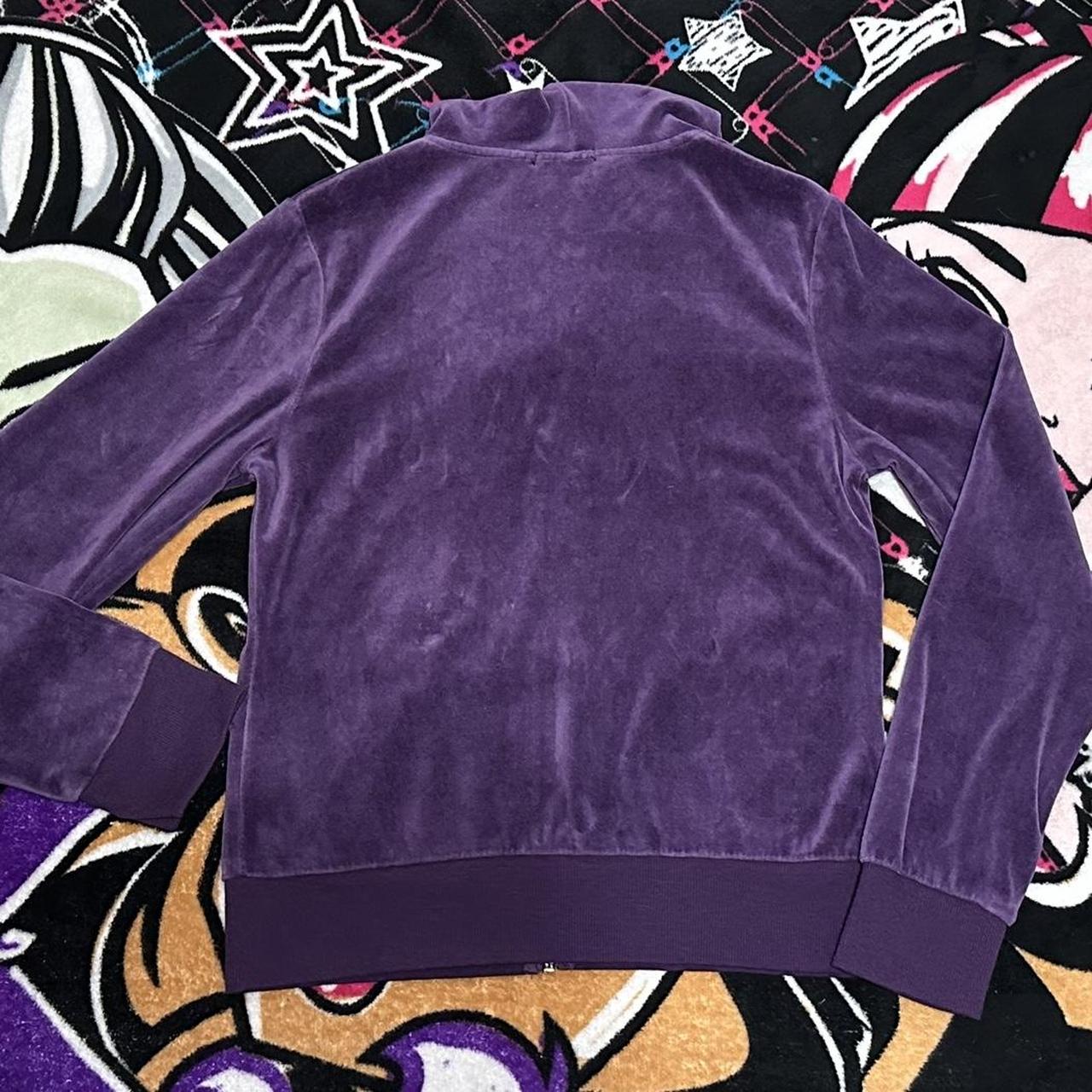 Velour purple tracksuit two piece sweater pants set... - Depop