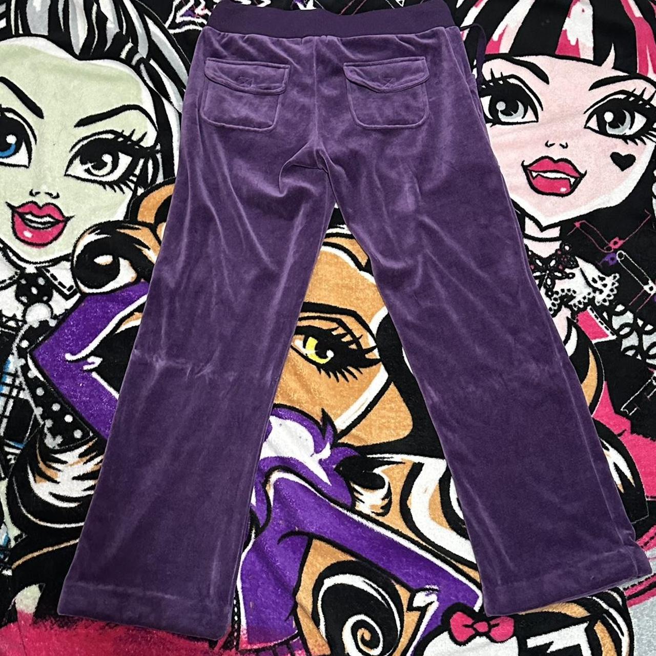 Velour purple tracksuit two piece sweater pants set... - Depop