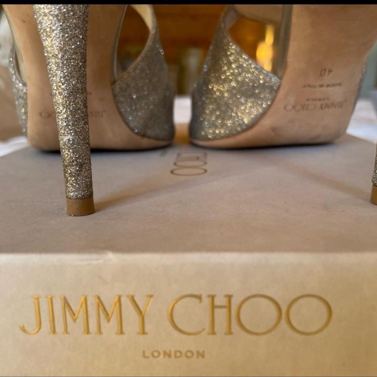 Beautiful Jimmy Choo Emily gold glitter heels... | Depop