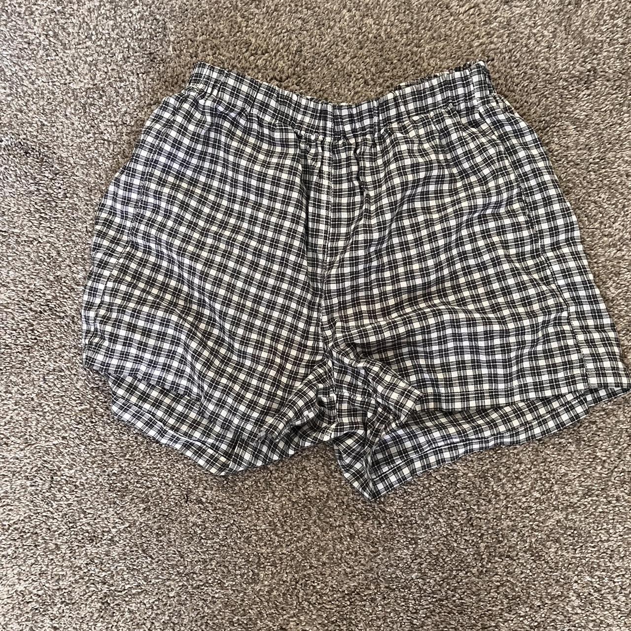 Brandy Melville black plaid Logan boxer shorts... - Depop