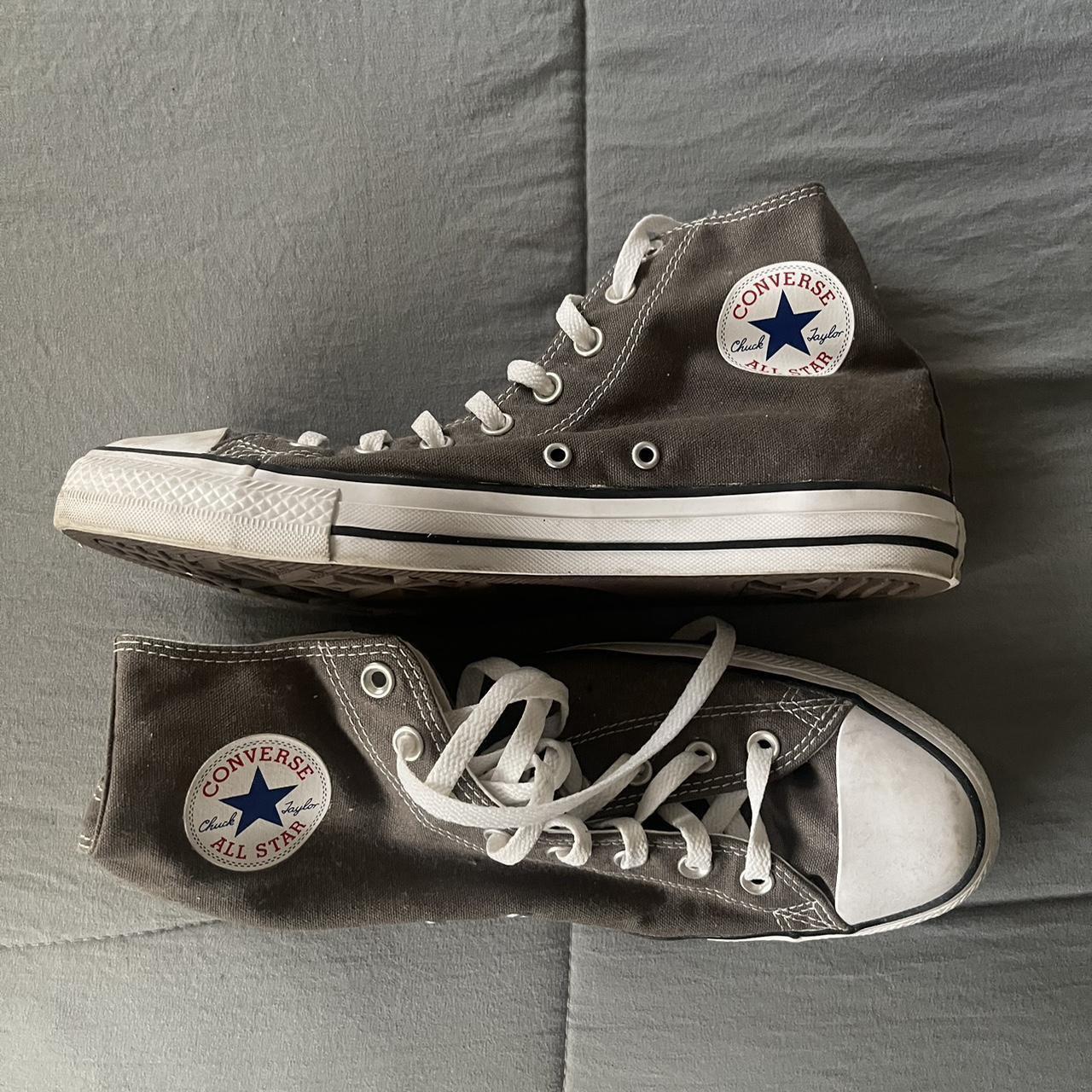 Mens Charcoal Grey Hightop Converse M size 10... - Depop