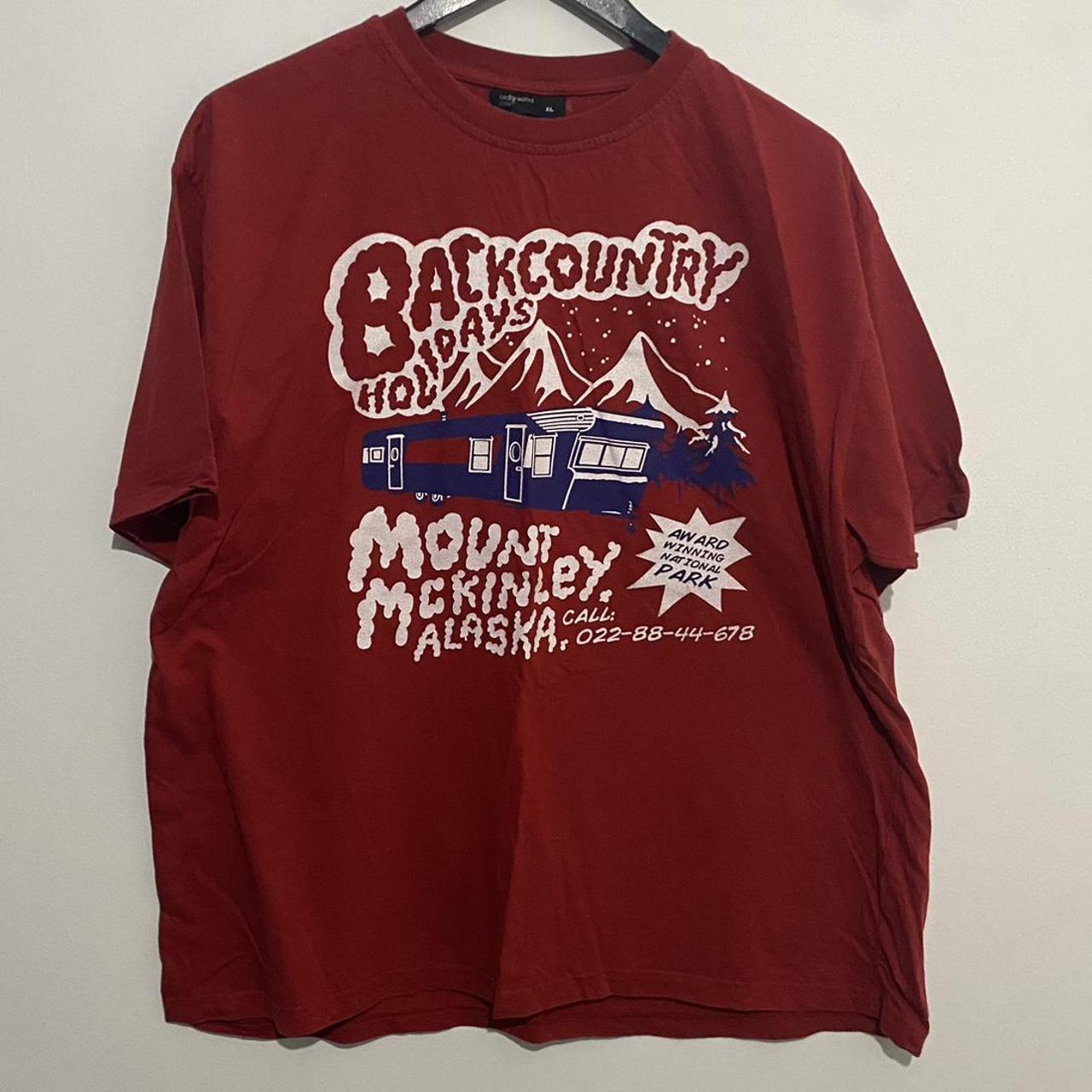 Vintage red t-shirt with graphic - Size Extra Large... - Depop