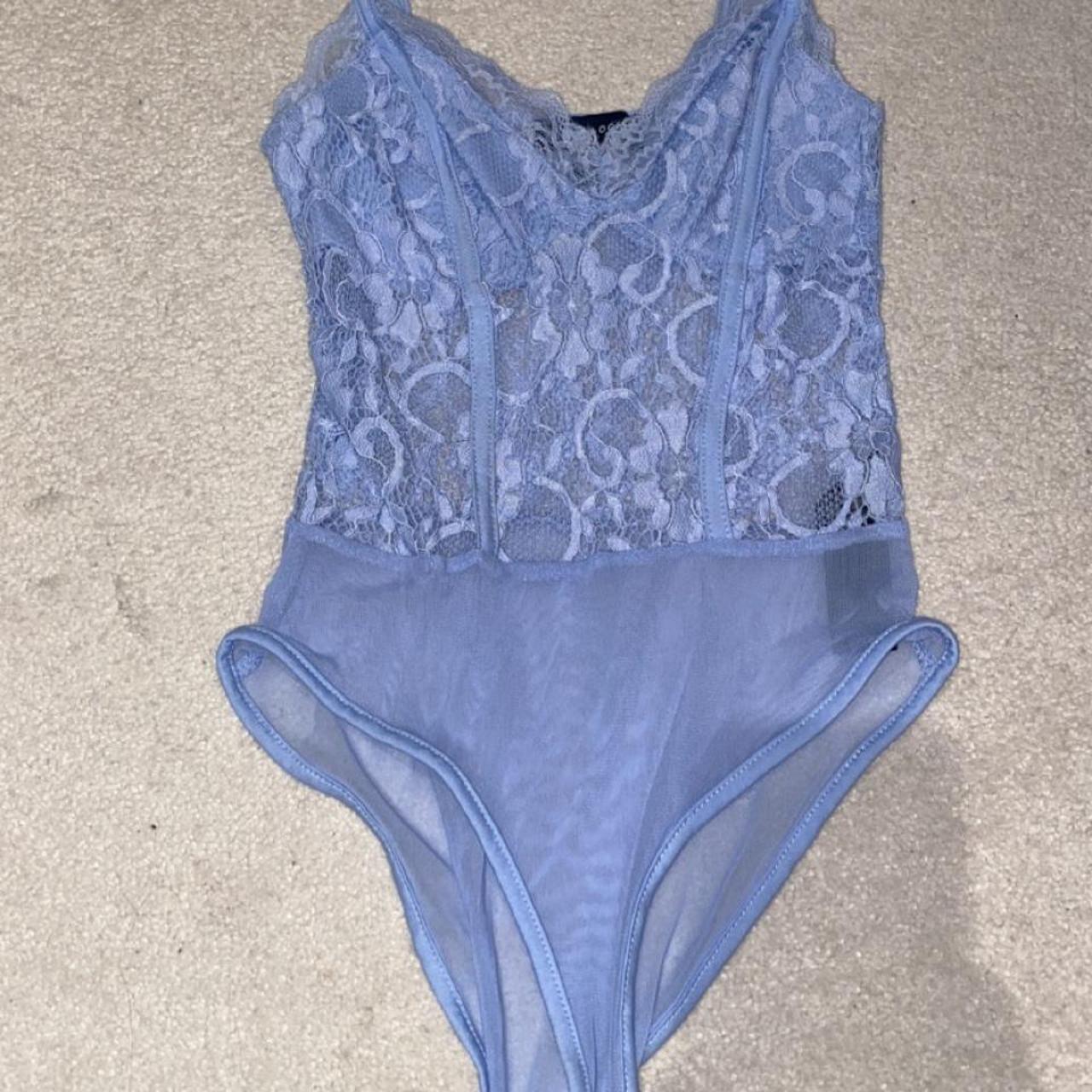 New look blue lace body suit. Size 6. Good condition... - Depop
