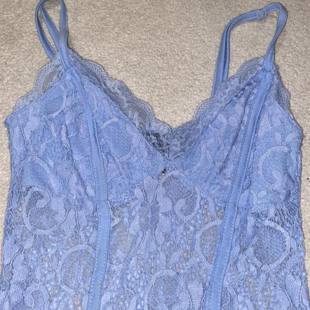 New look blue lace body suit. Size 6. Good condition... - Depop