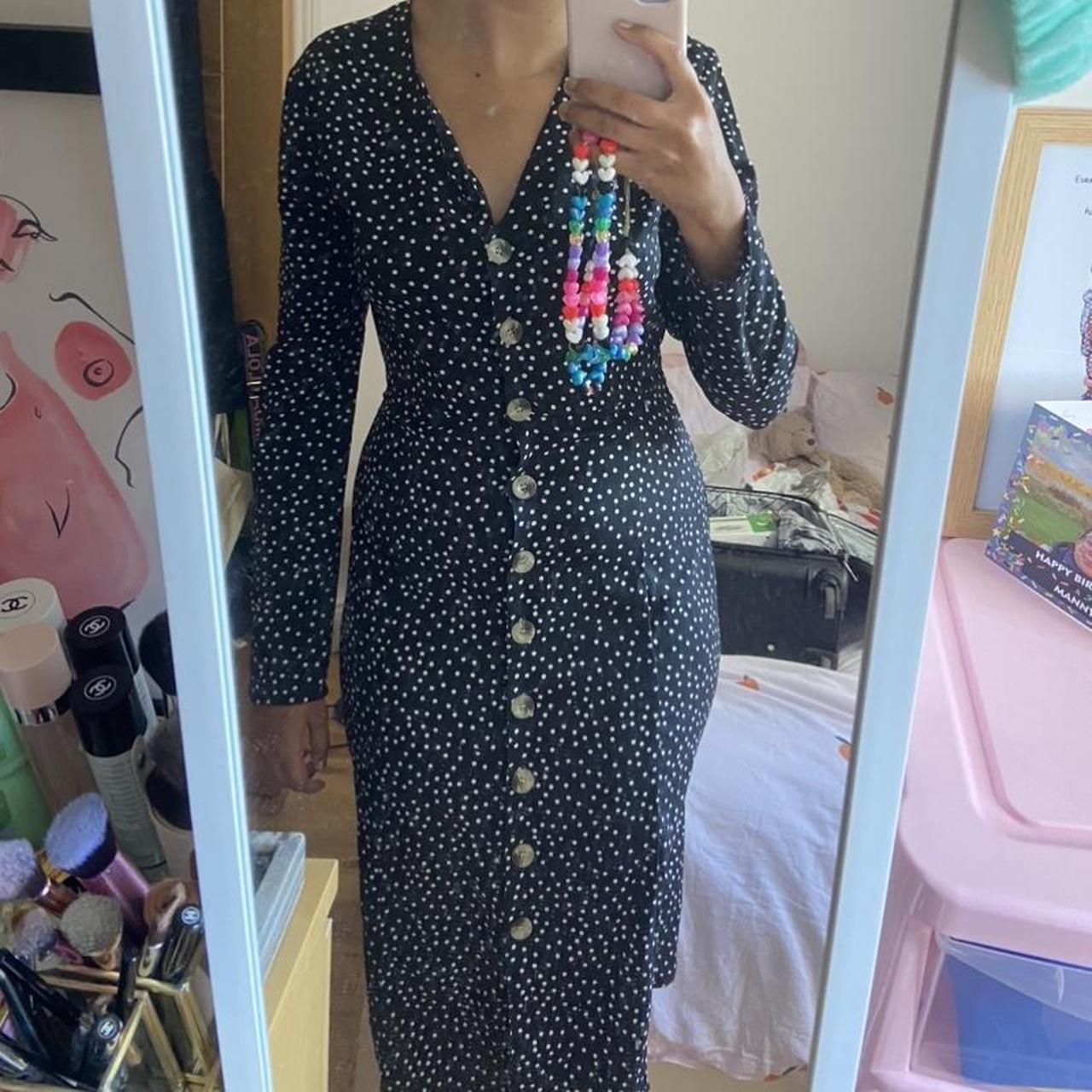 Boohoo Women's Navy and White Dress | Depop