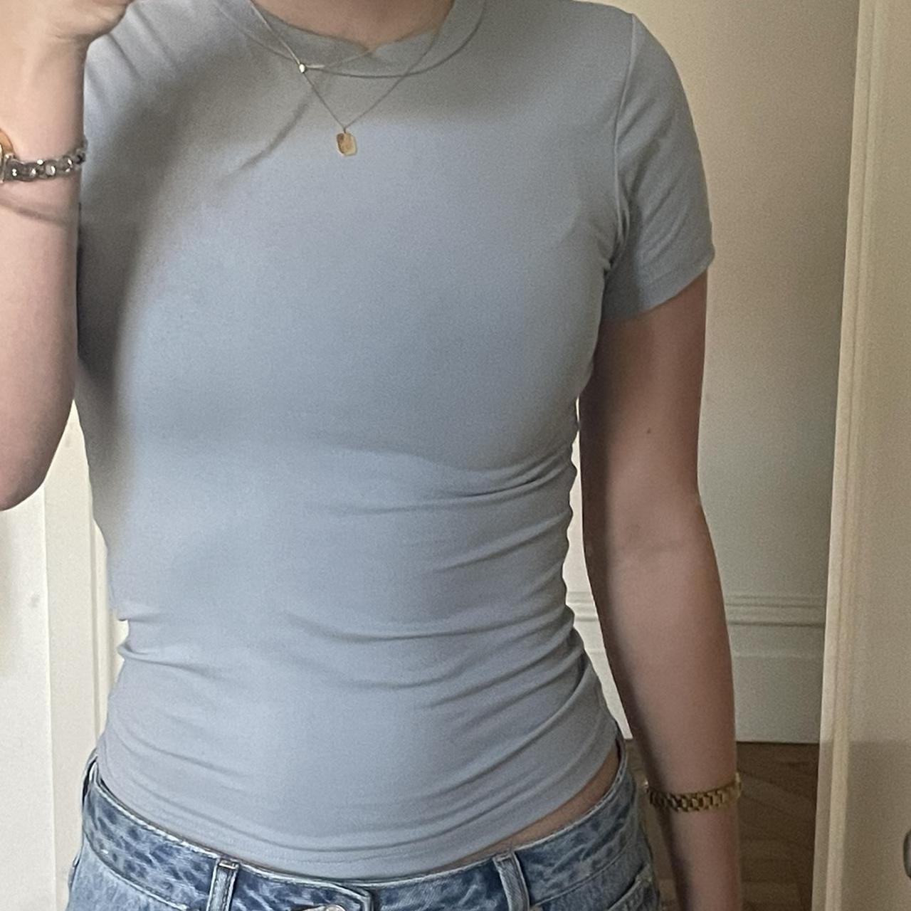 glassons grey/blue super soft tee super comfy and a... - Depop