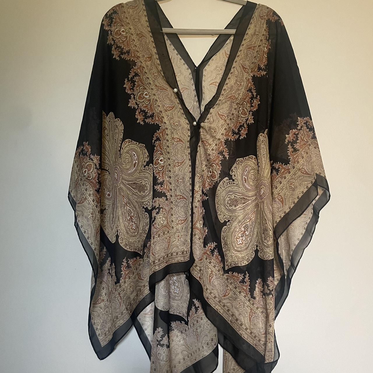 Beautiful detailed bohemian style shaw, buttons in... - Depop