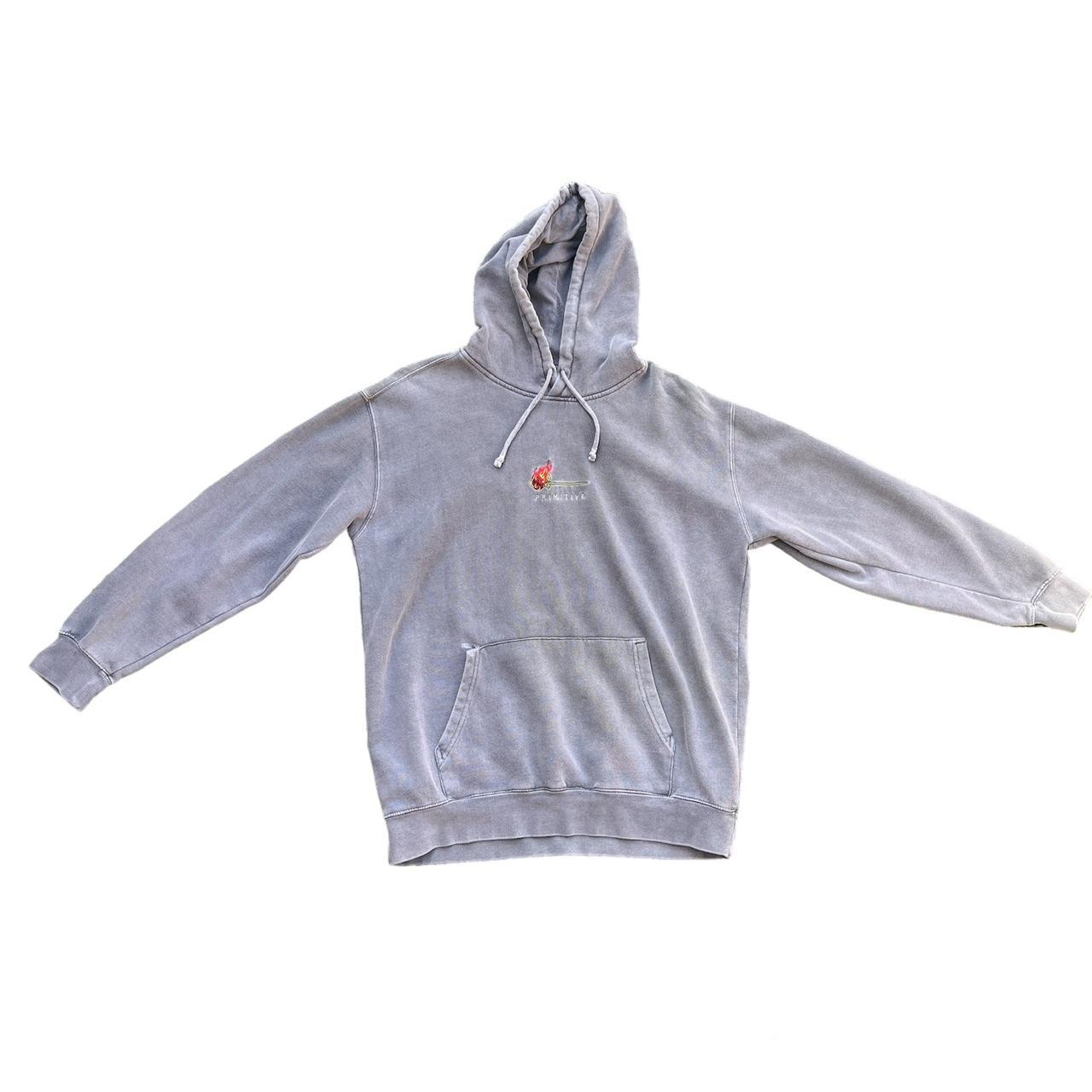 Grey Primitive Rose Hoodie Chest 23” Length 28” - Depop