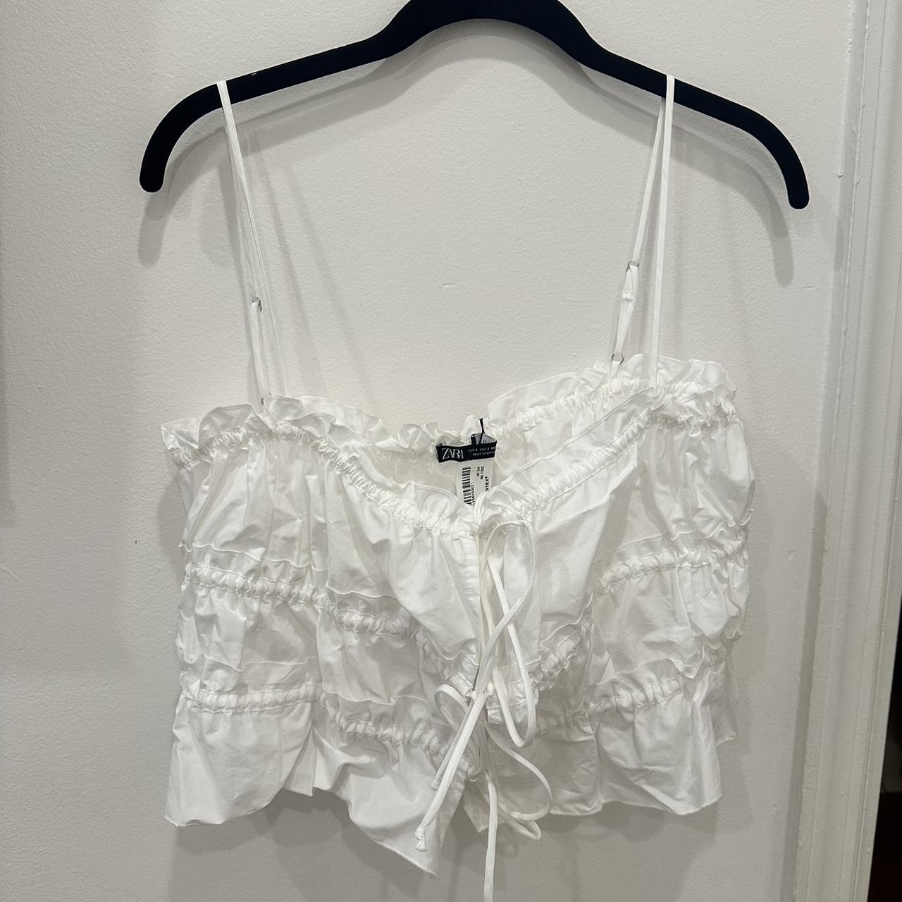 Brand new with tags - ZARA white ruffled top!... - Depop