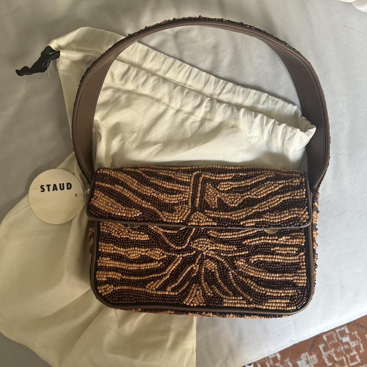 NWT STAUD Tommy Beaded Bag - Brown Zebra NO LONGER... - Depop