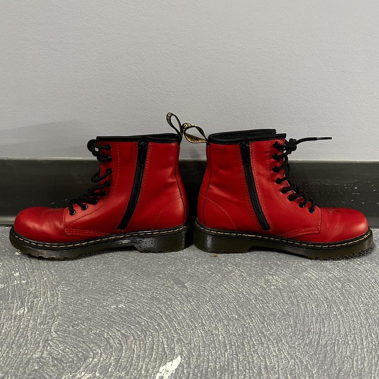 Dr. Martens Red and Black Boots | Depop