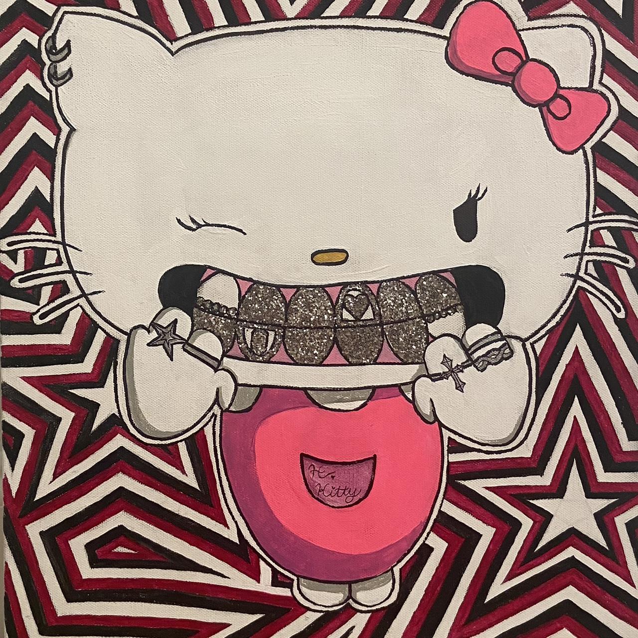 Hello kitty with grills painting! all hand painted... | Depop