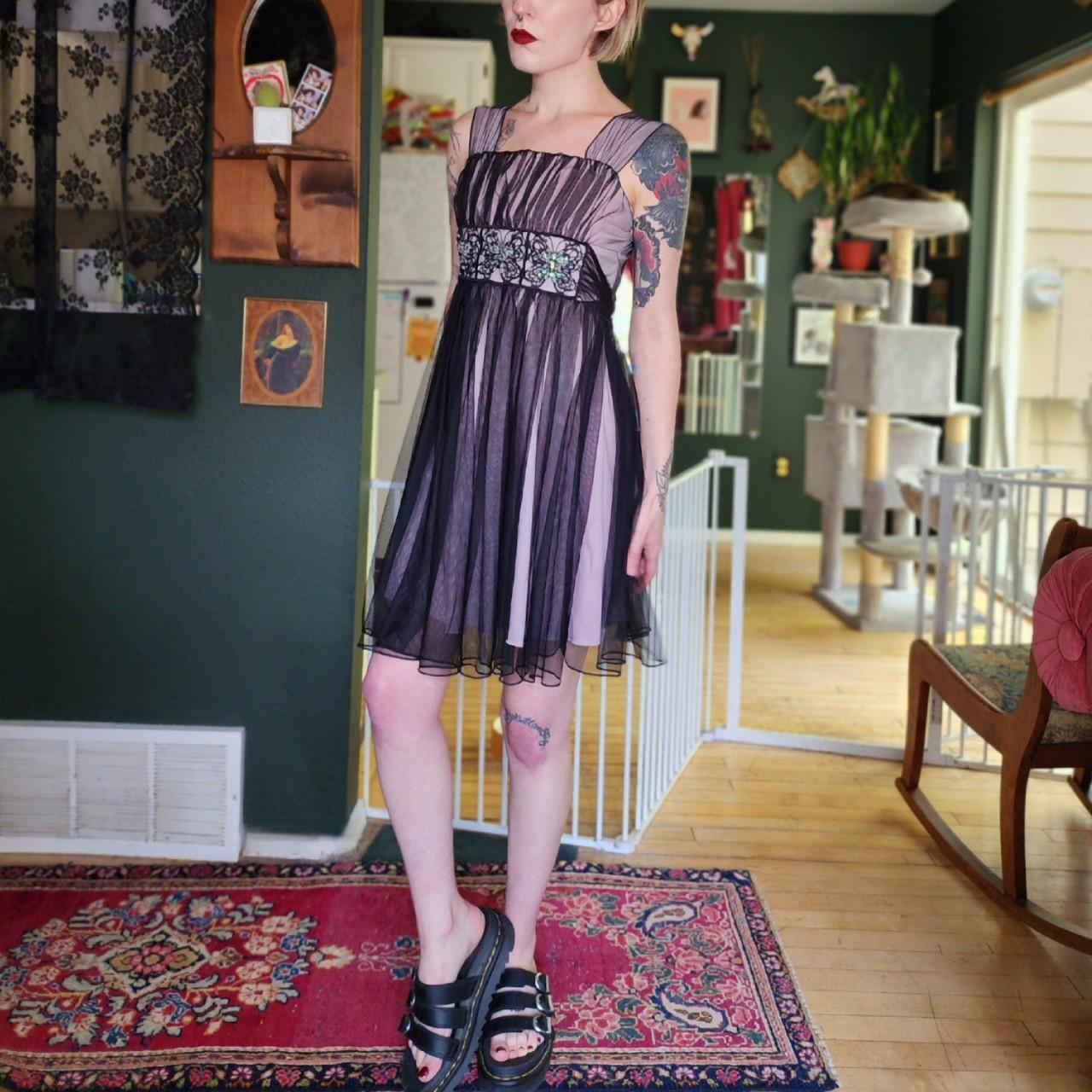 Gothic fairycore babydoll formal mini dress Sheer... - Depop