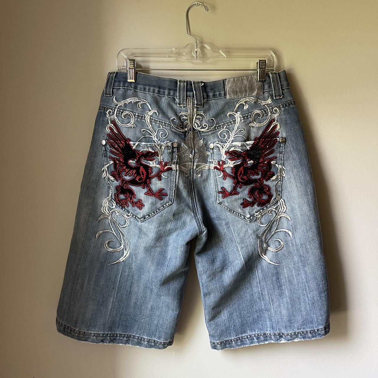 Baggy jorts with embroidery on back and front ‼️ Not... - Depop