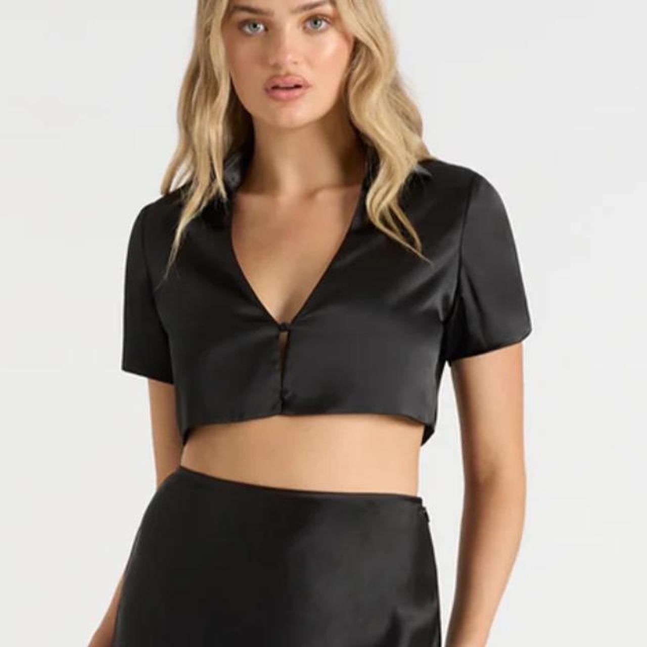 Runaway the Label Black Satin Shirt XL Never worn... - Depop