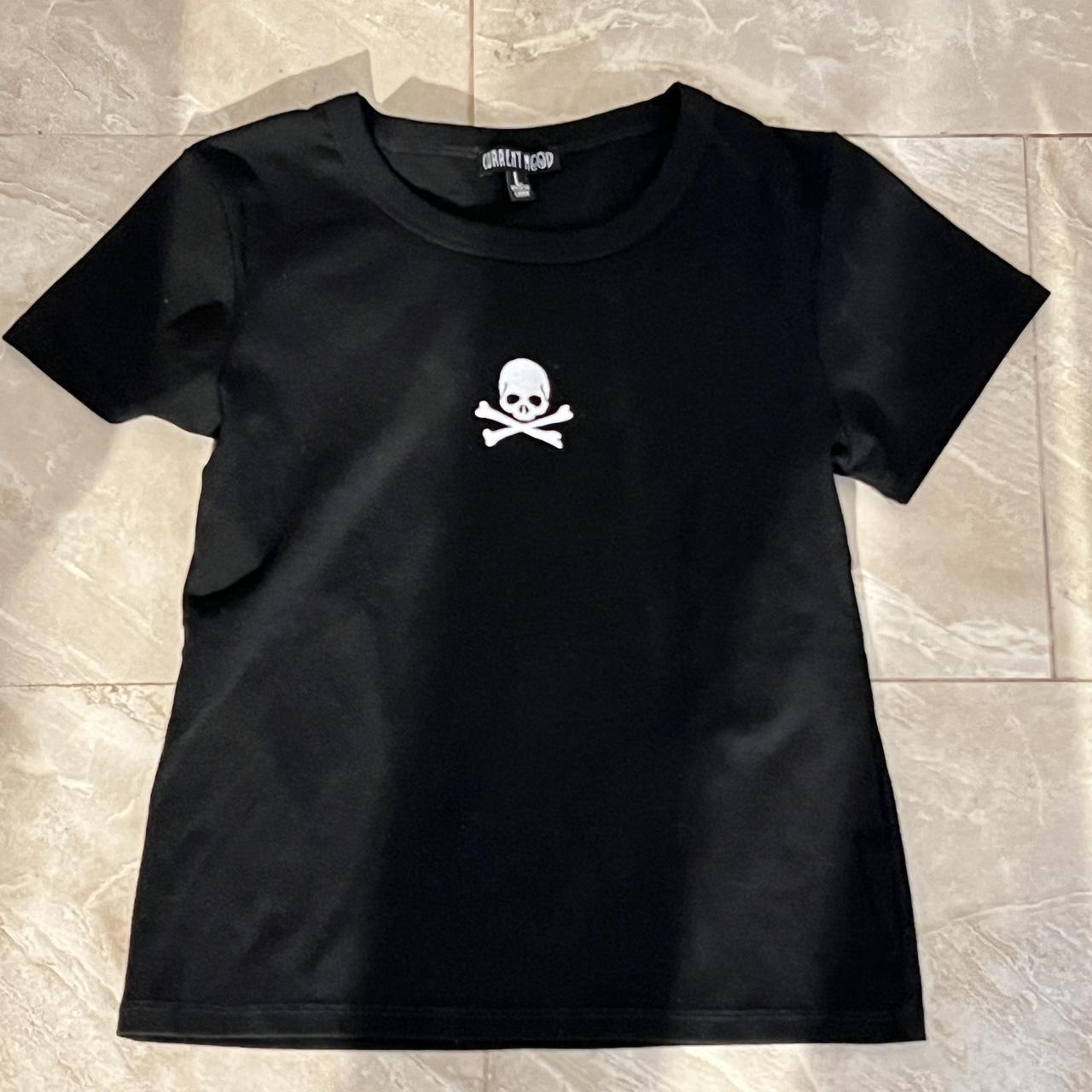 “current mood” skull crop top ! *NEVER BEEN... - Depop