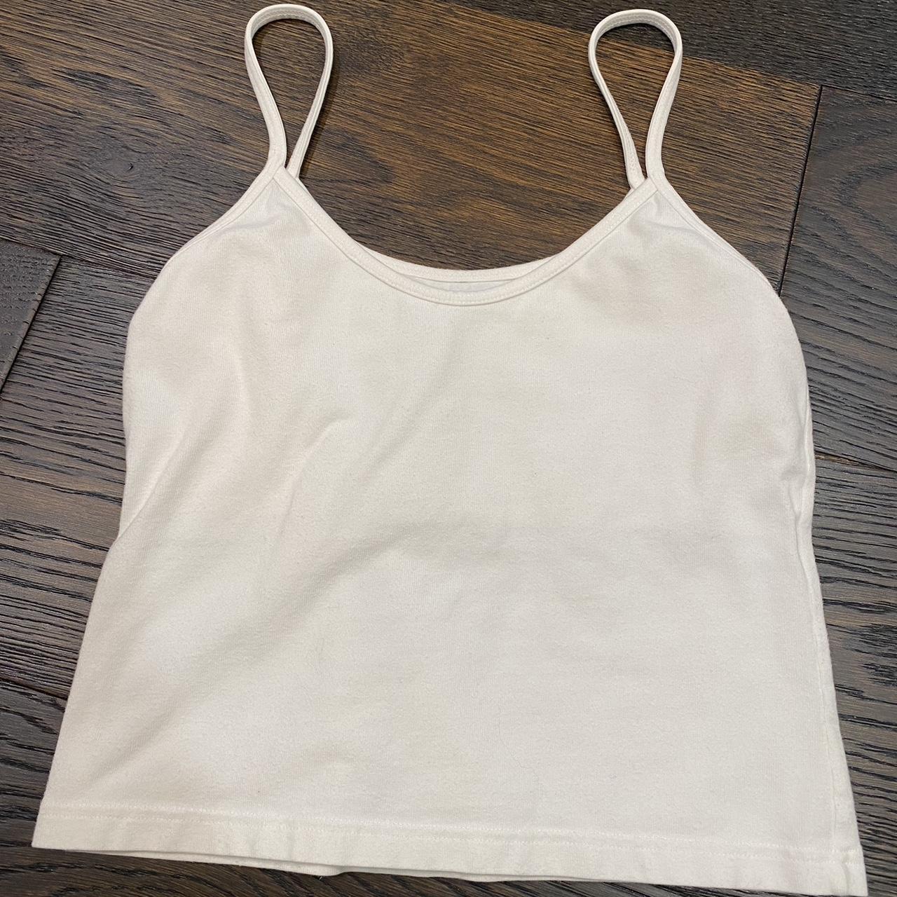 White brandy tank with built in bra - Depop