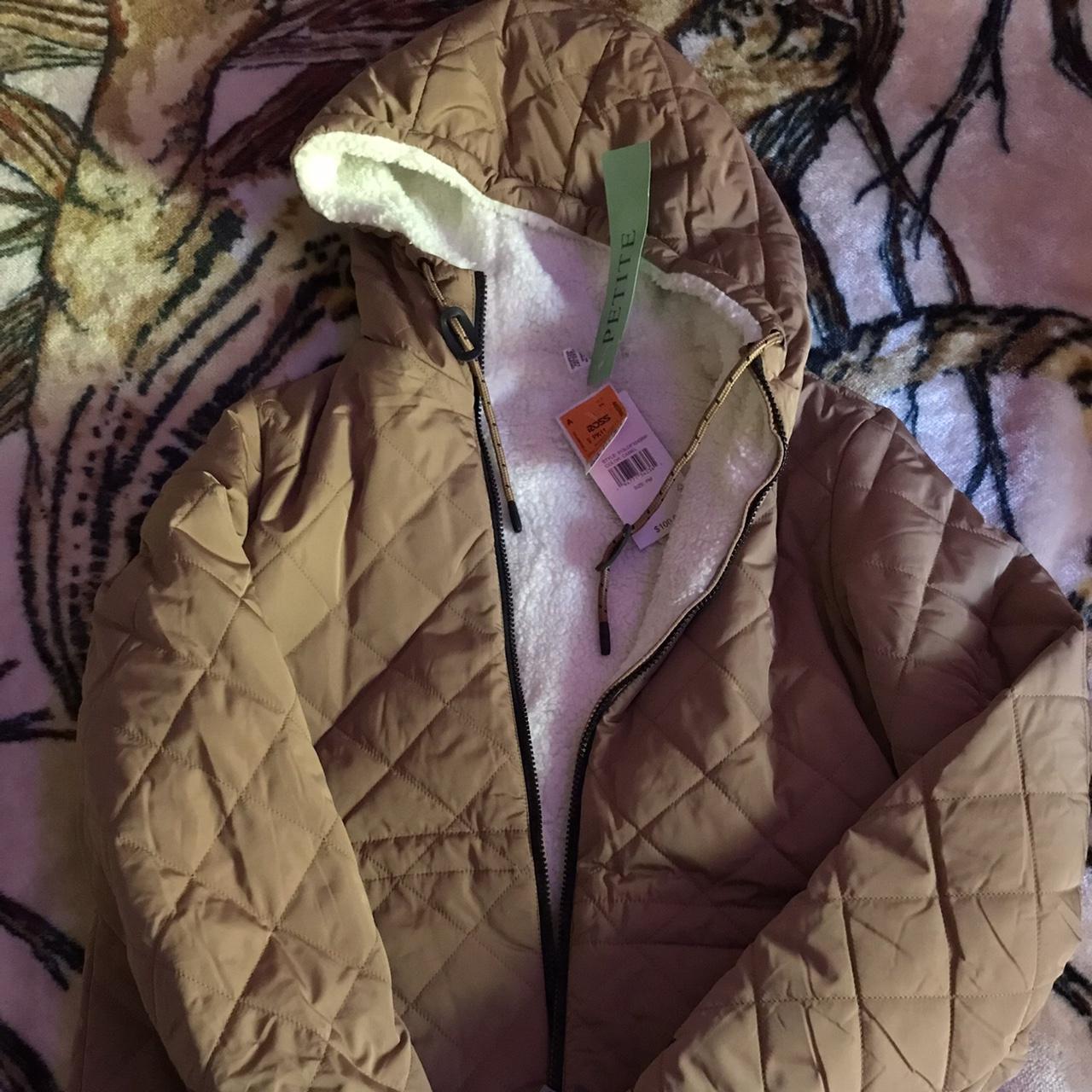 Medium brown winter jacket -fuzzy inside - Depop