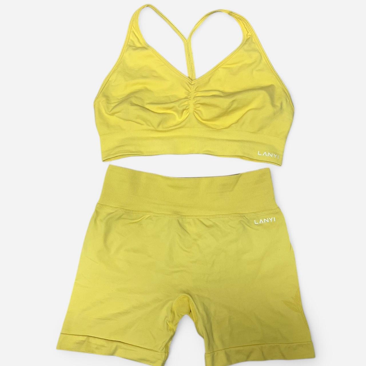 yellow LANYI DFYNE set - repop sports bra : size... | Depop