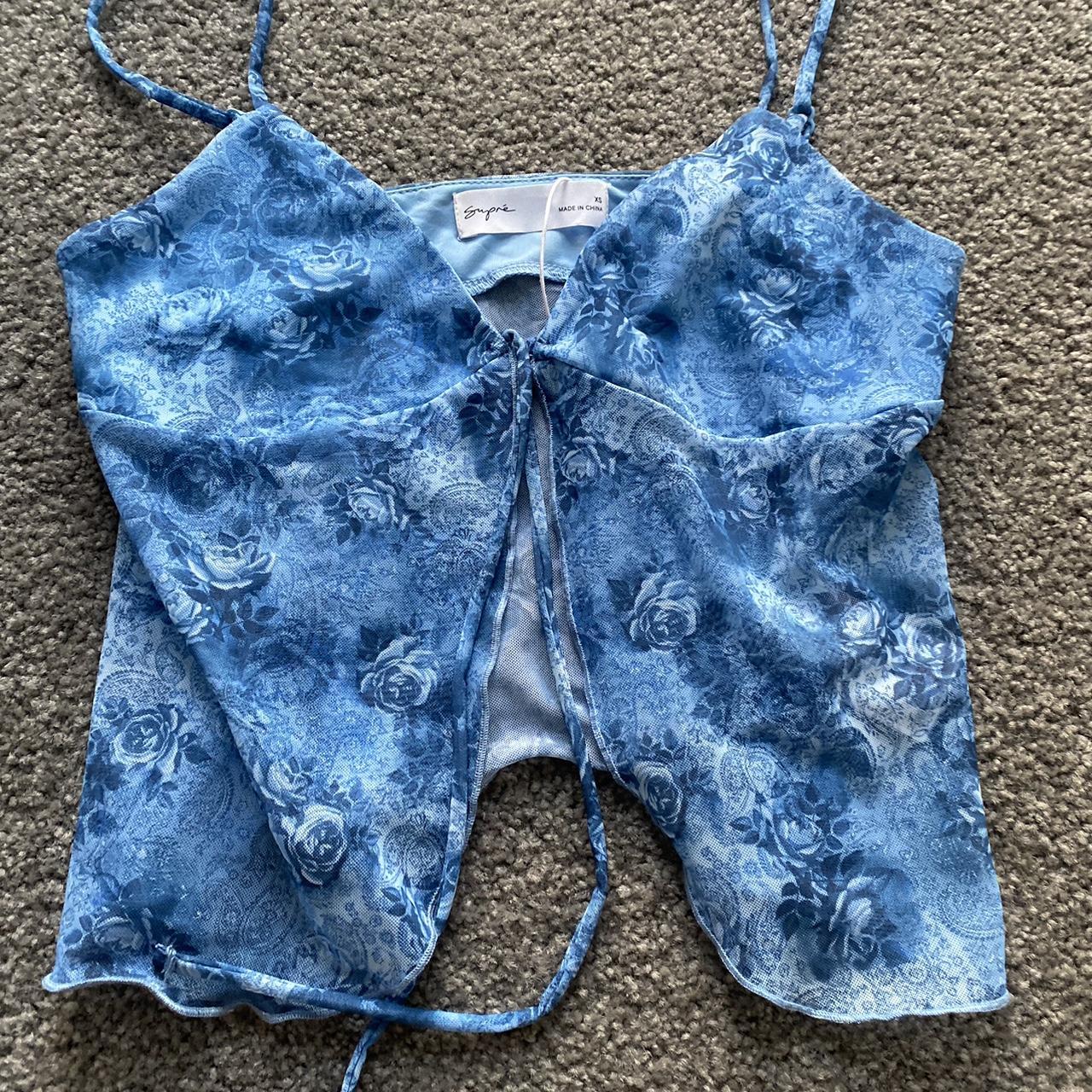 Supre blue tie up perfect condition never worn - Depop