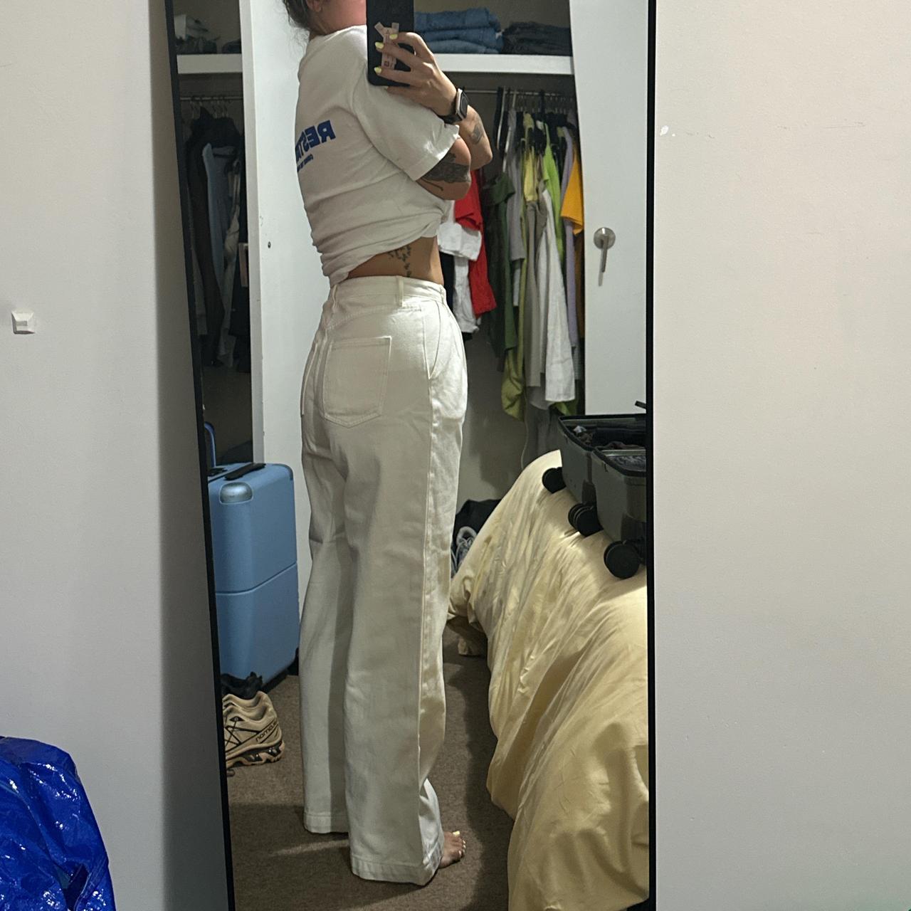 *REPOP* VENROY WHITE HIGH WAISTED BAGGY DENIM SIZE... | Depop