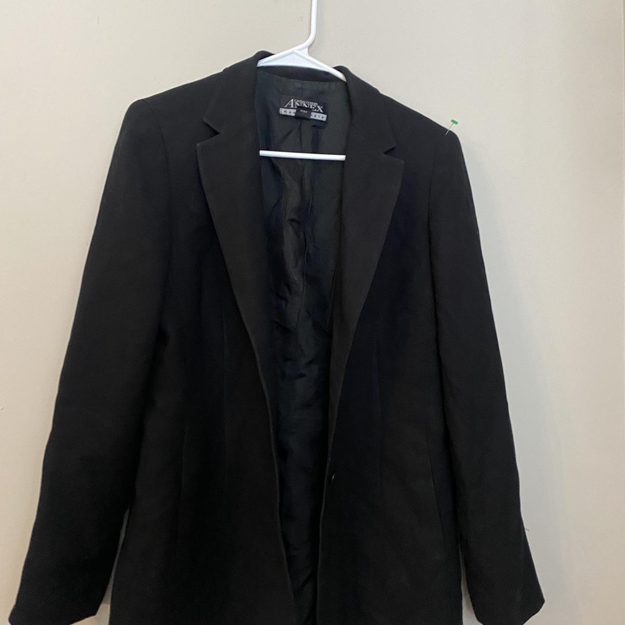 Plain black female boxy black blazer size S/M fit... - Depop