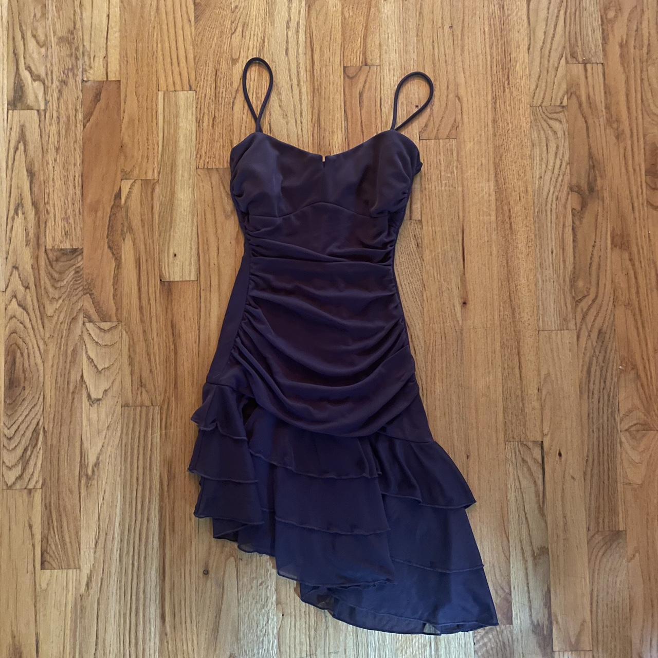 Purple asymmetrical hem dress - Depop