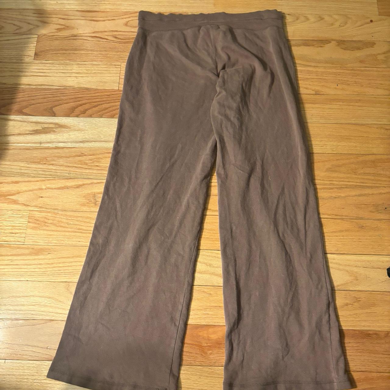 Brown low rise y2k sweats. Rhinestone siding on the... | Depop