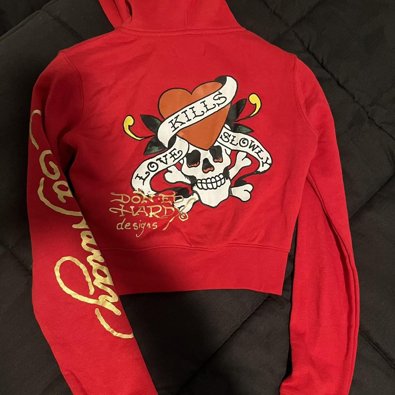 brand new red ed hardy cropped jacket - Depop