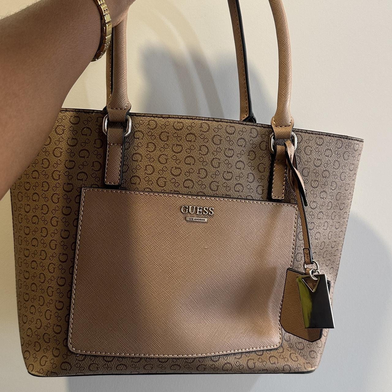 Brown guess tote bag. Great for school or work.... - Depop