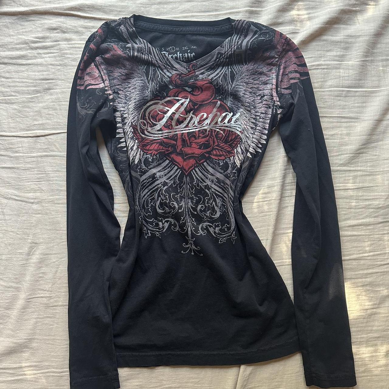 archaic affliction long sleeve top #deadstock... - Depop