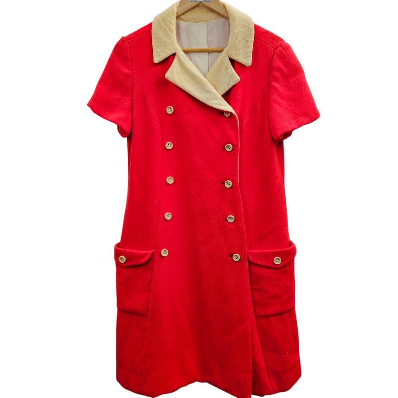 intage 60s red mod dress – union made USA – beige... | Depop