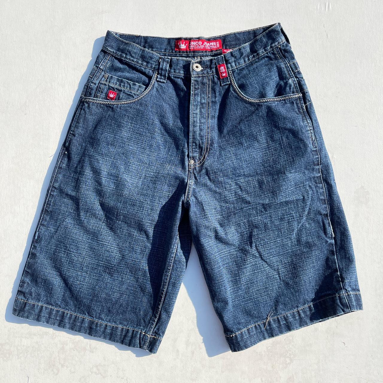 Jnco shorts. Back pockets are gone size 32 - Depop