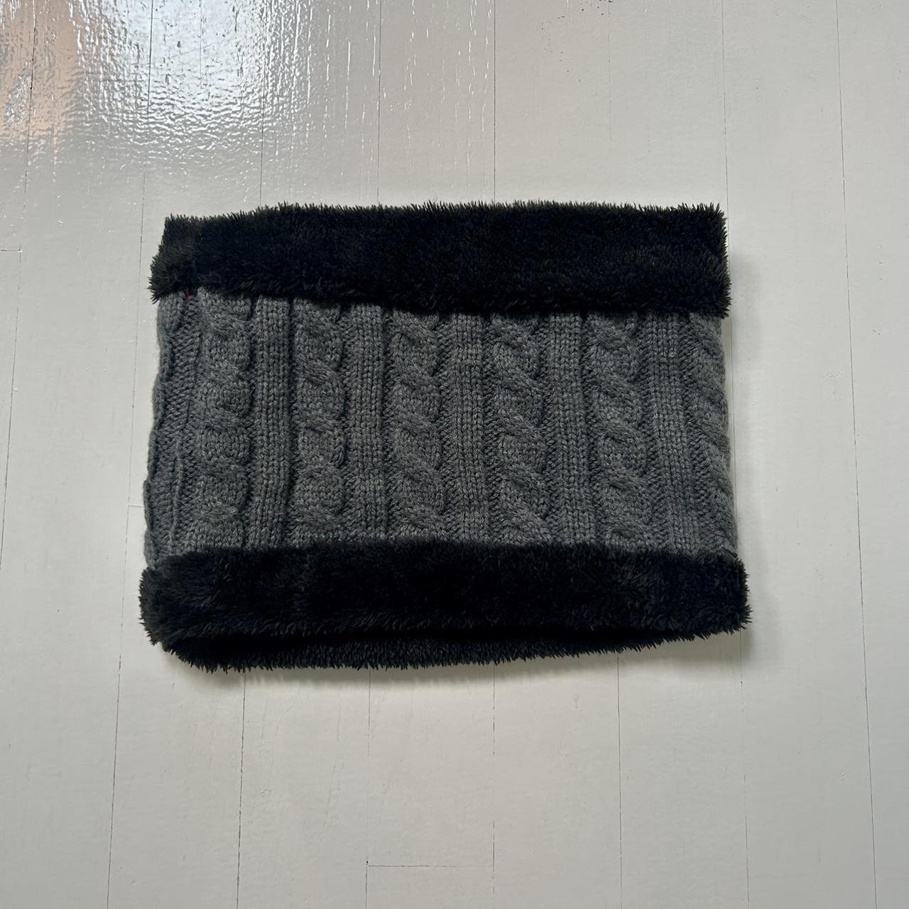 Y2k Grey and black fluffy tube top Super cute with... - Depop