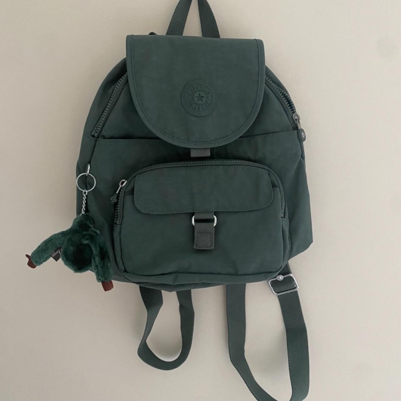 dark teal/turquoise kipling mini backpack. super... - Depop