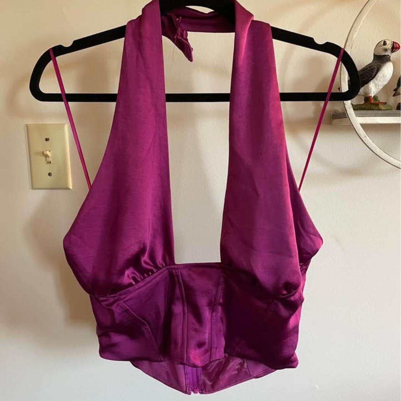 **dynamite pink satin crop-top & matching pants!... | Depop