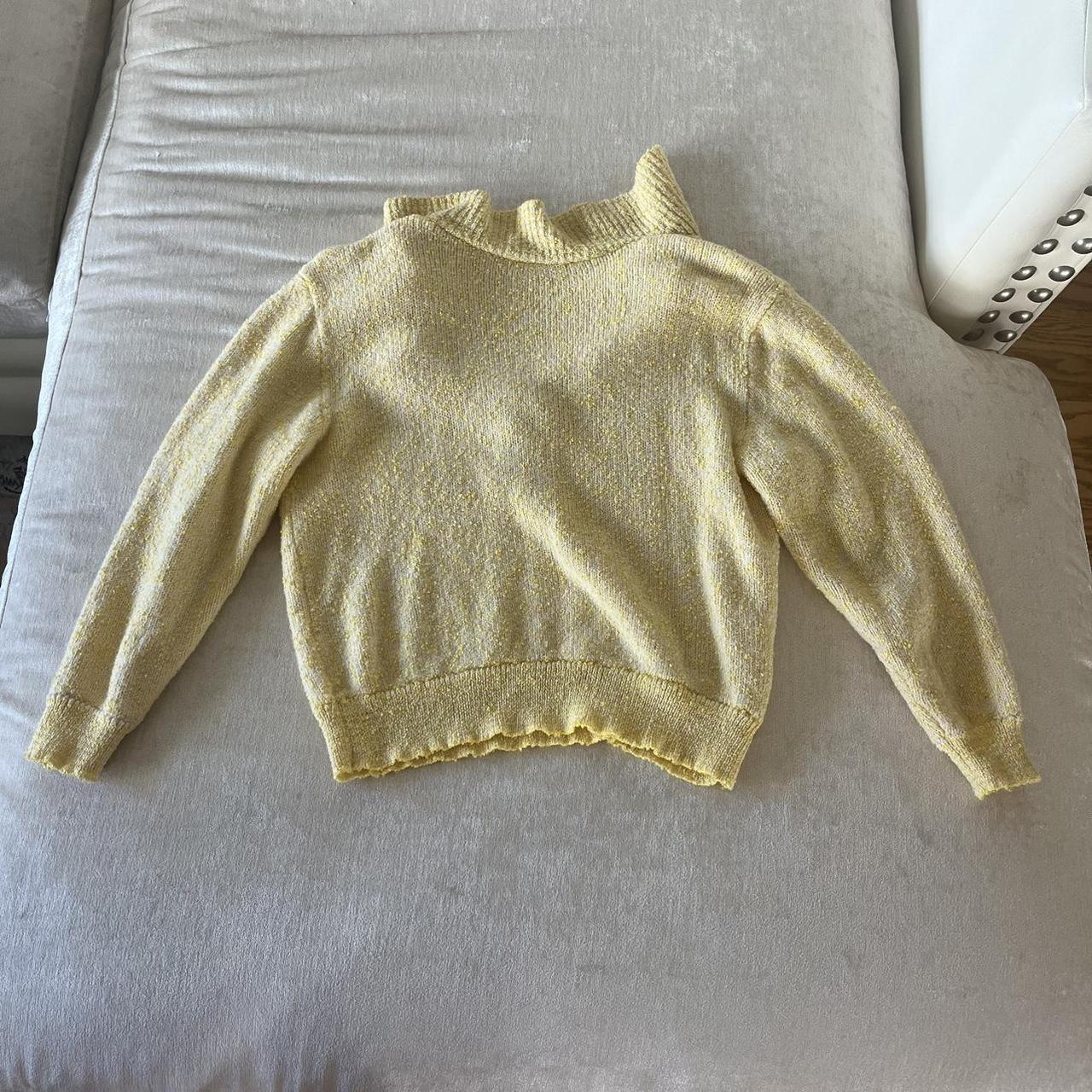 Pale yellow cropped knit crew sweater Fits medium... - Depop