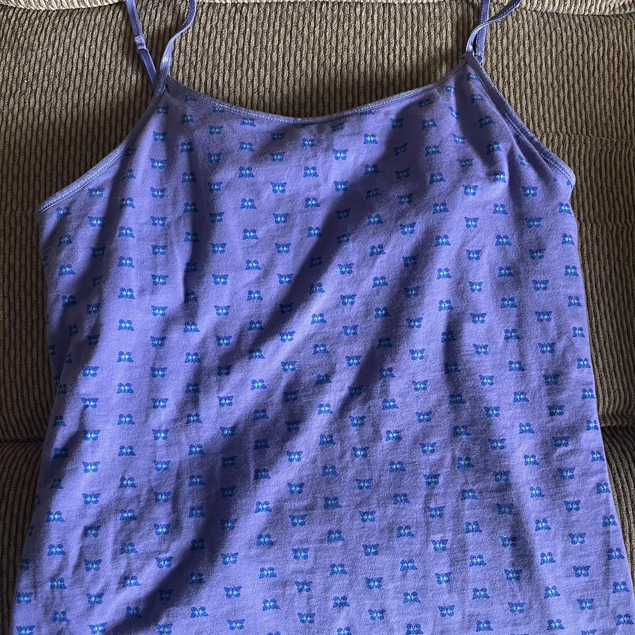 Purple and Blue butterfly cami, built in layer... - Depop
