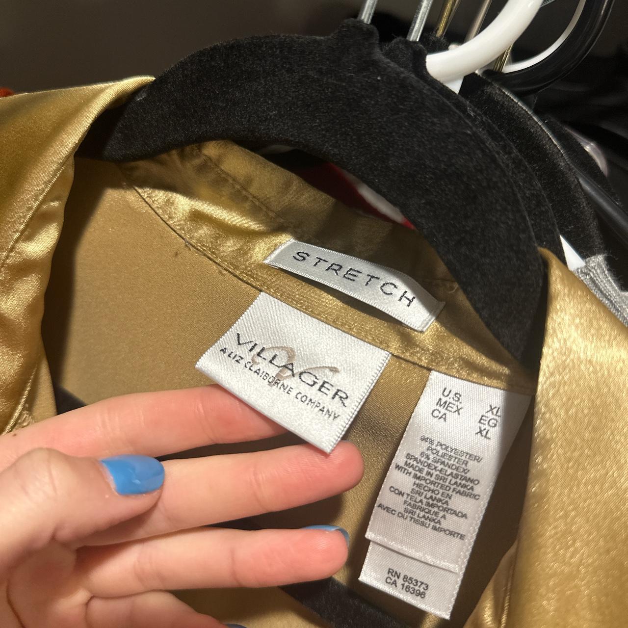 gold silky button up size XL so classy and cute... - Depop