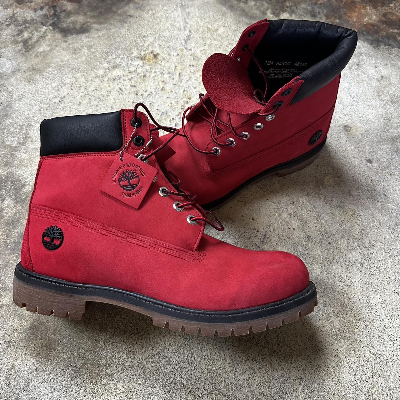 Red Timberland work boots 6inch timberland heritage... - Depop