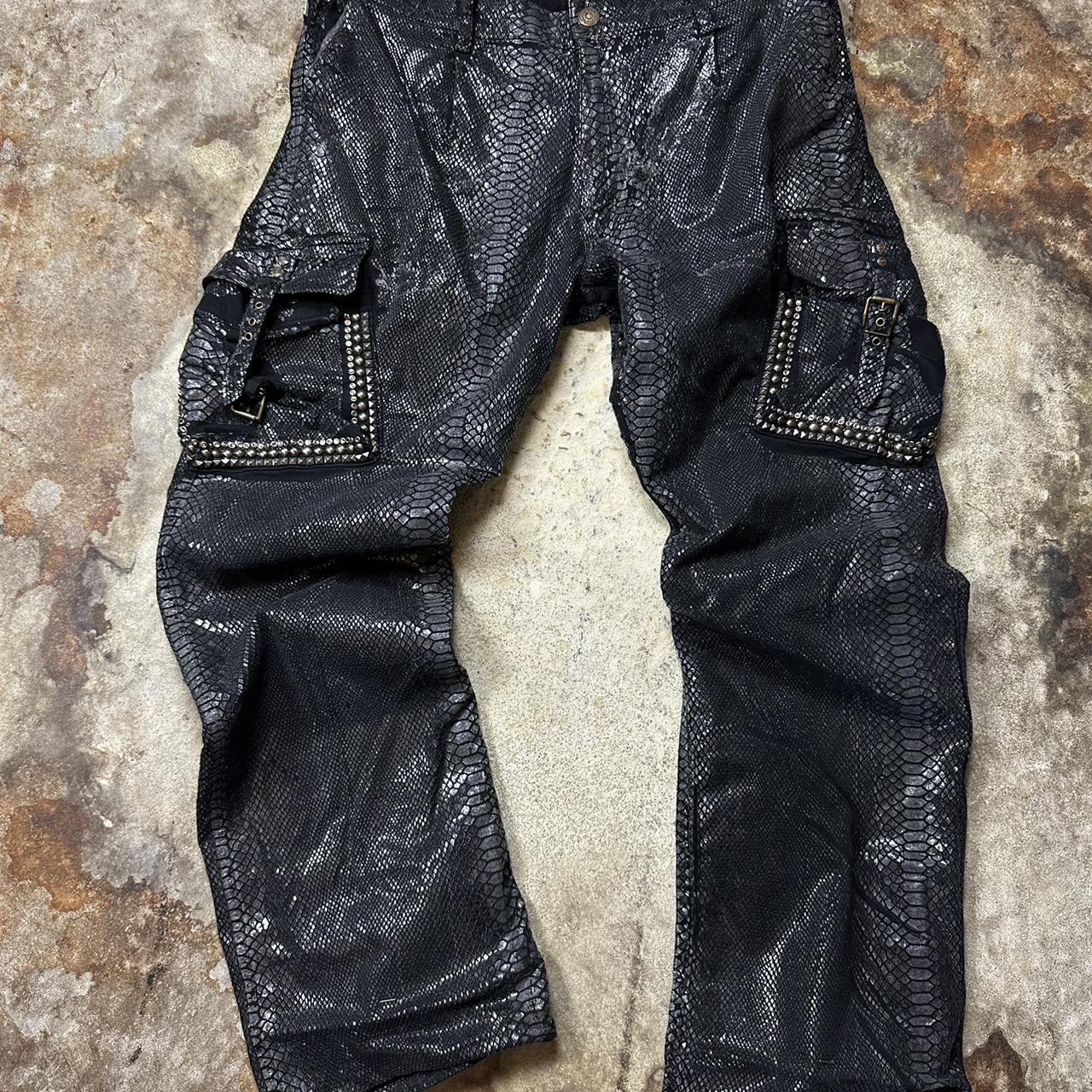 Y2k black lizard predators cargo Robin jeans Y2k... - Depop