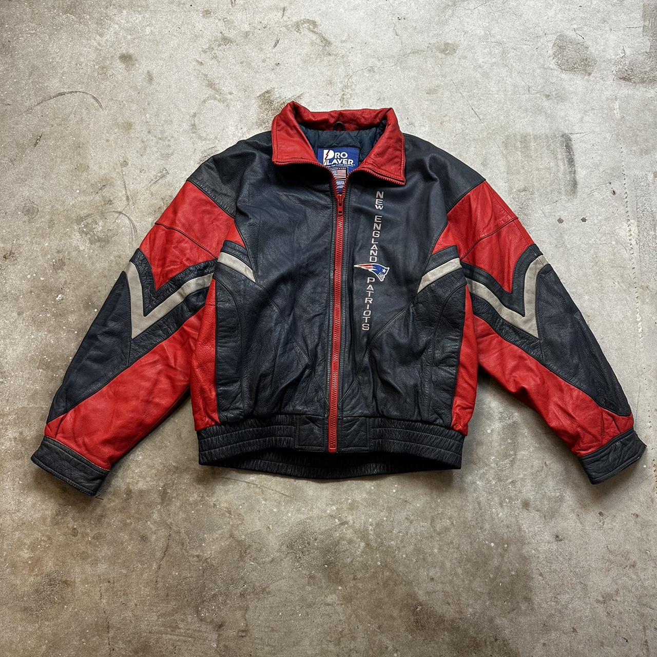 Vintage New England patriots jacket 1990s red blue... | Depop