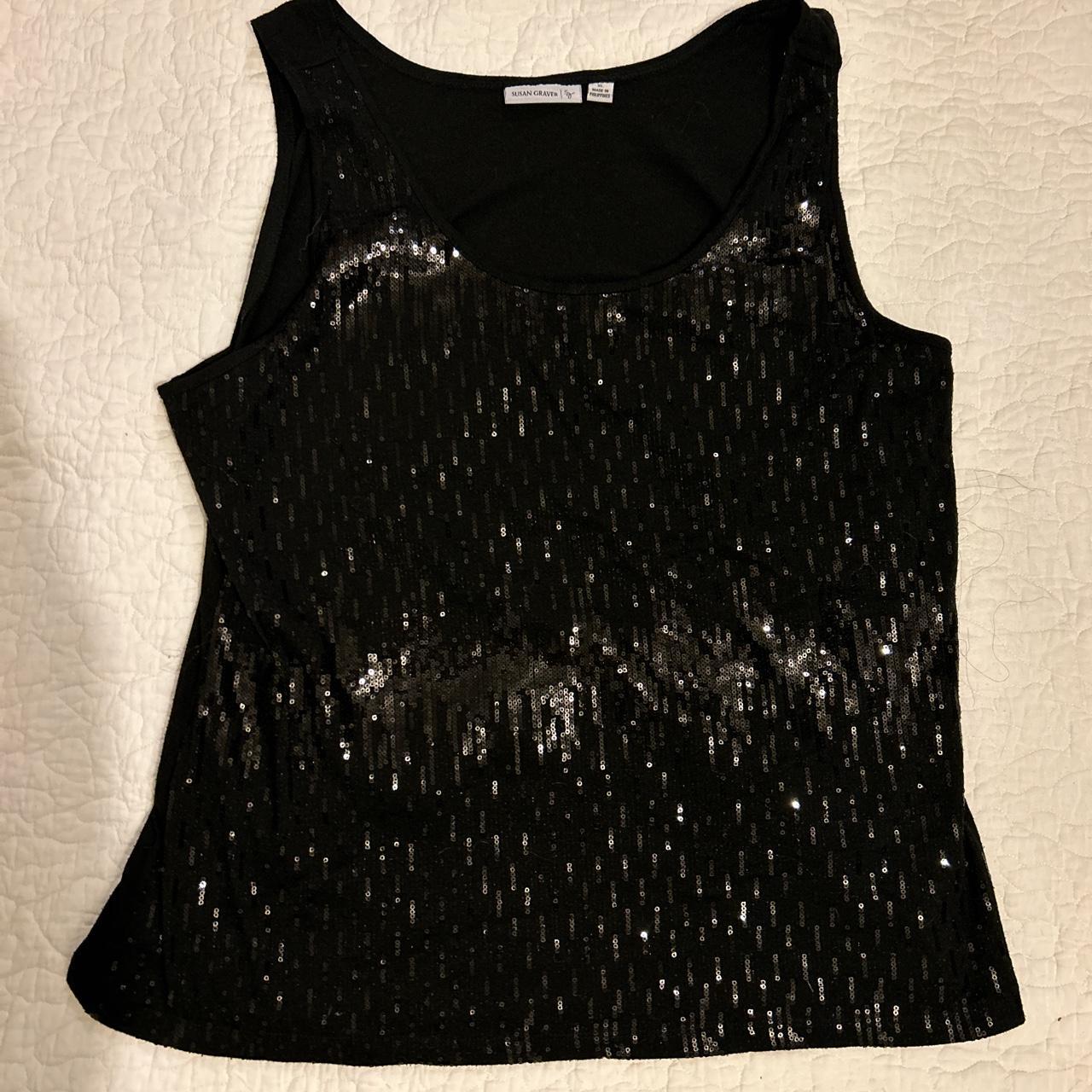 Women’s XL black sequin tank - Depop