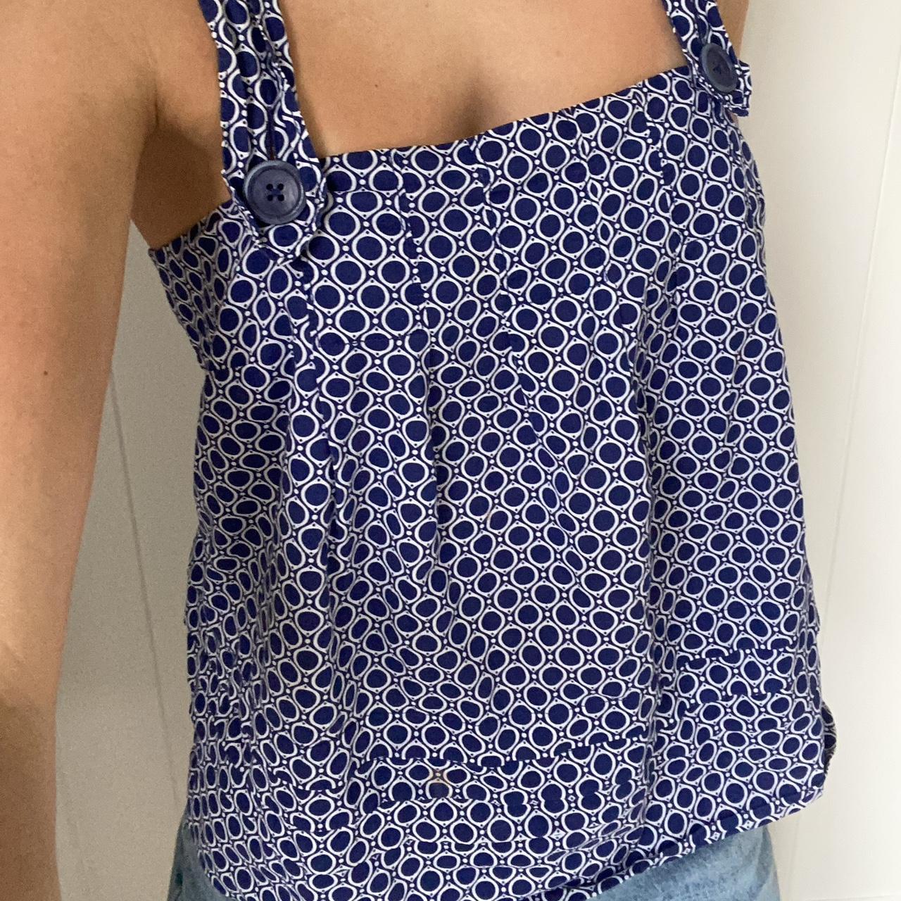 Blue and white pattern country road top. Size small... - Depop