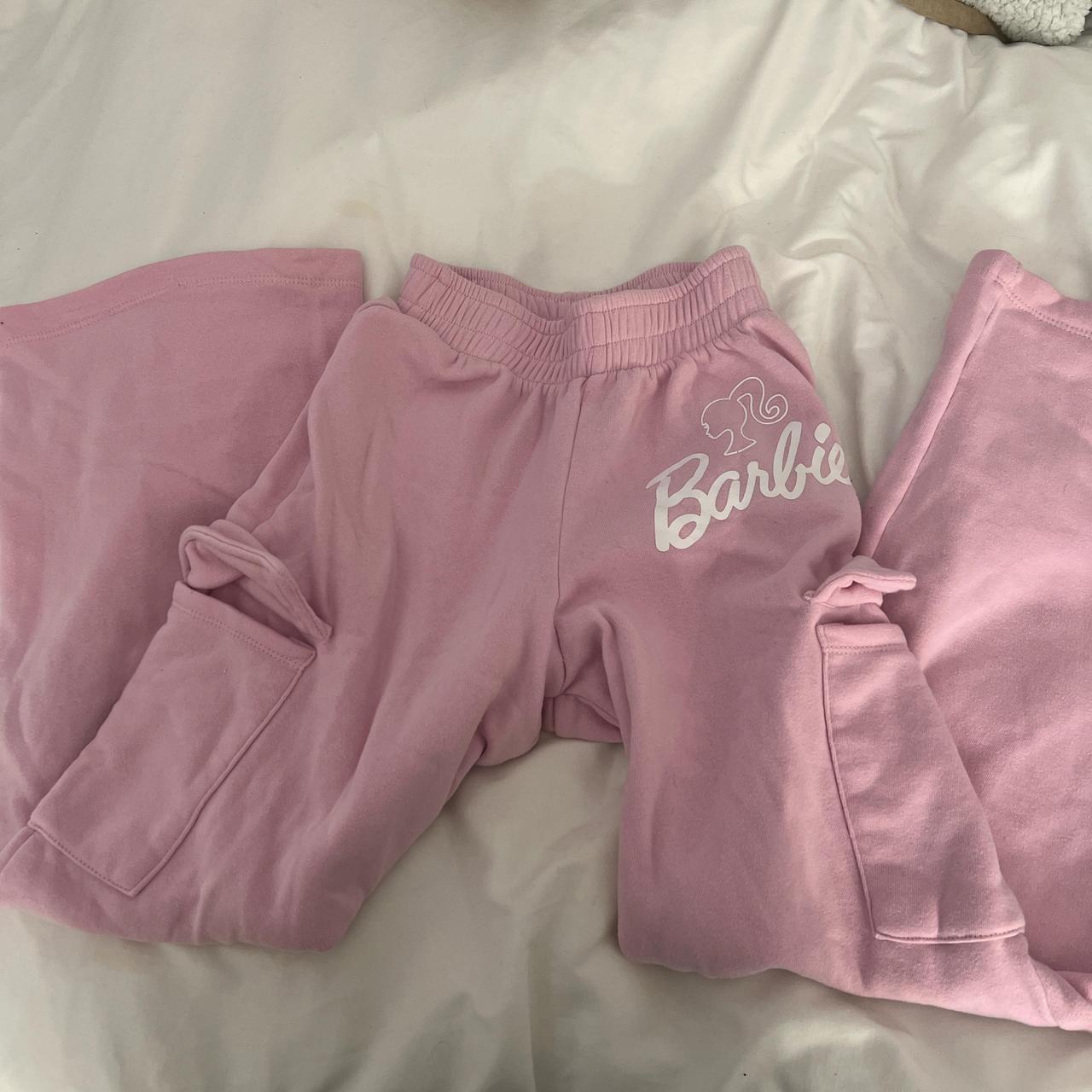 Barbie pink sweatpants with stretchy waistband - Depop