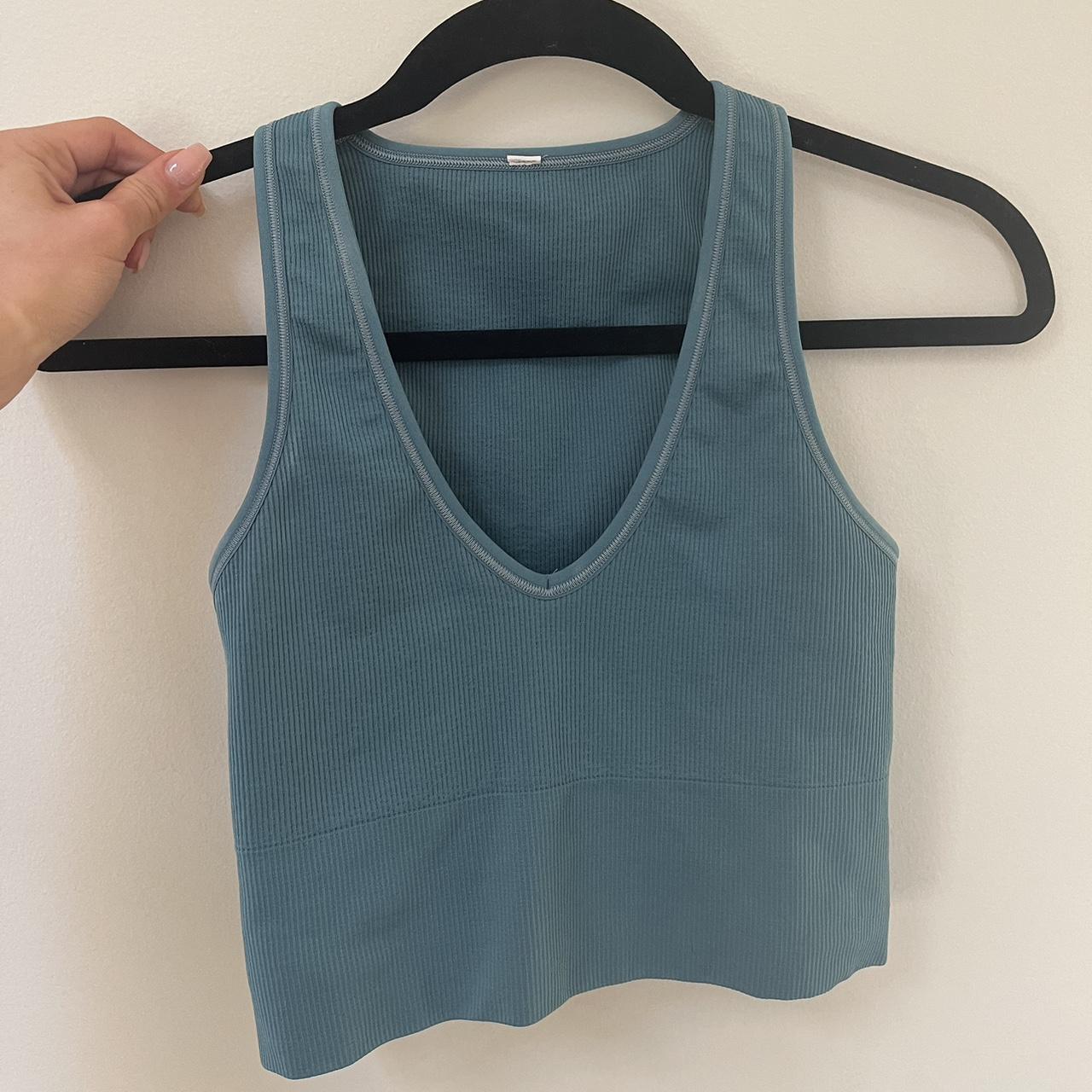 TEAL V CUT TANK like new condition size SMALL - Depop
