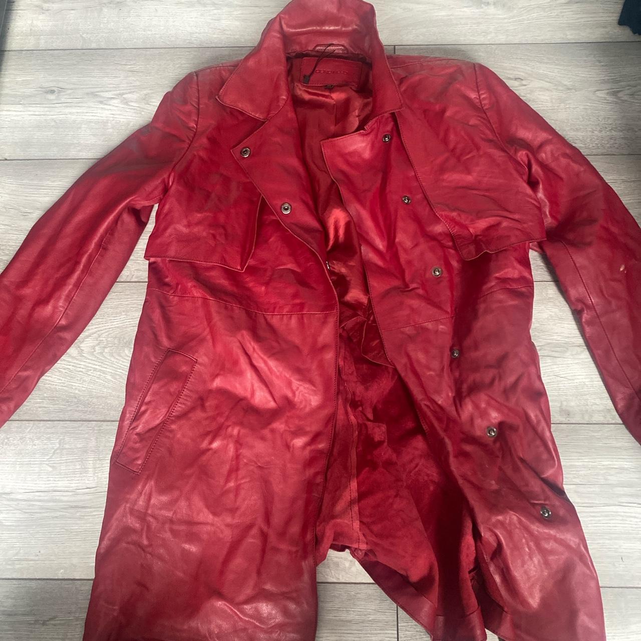 Gorgeous faux leather red jacket. Can fit size 6, 8... - Depop