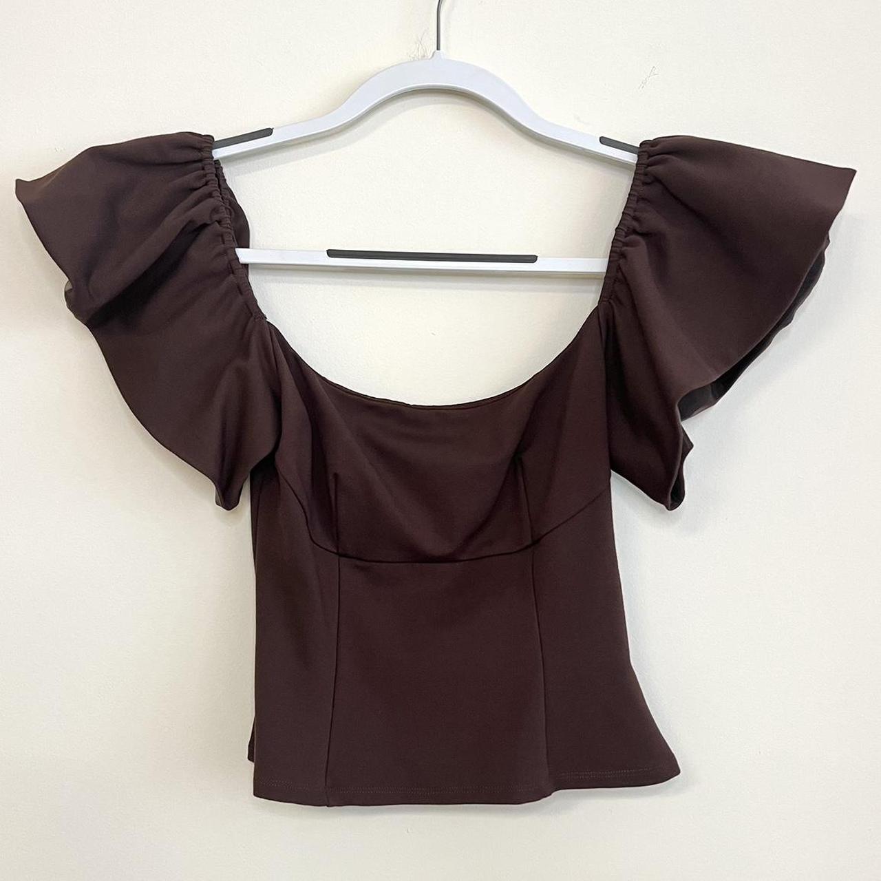 Revolve LPA Brown Flutter Sleeve Corset Crop Top.... - Depop