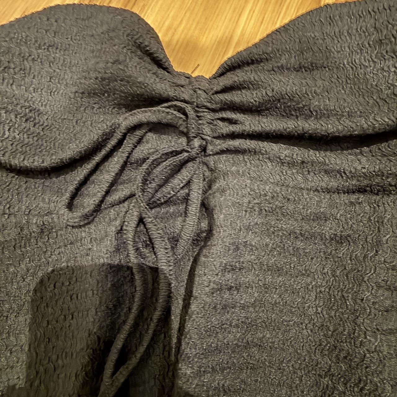 BLACK- front scrunch mermaid top tie up front ideal... | Depop