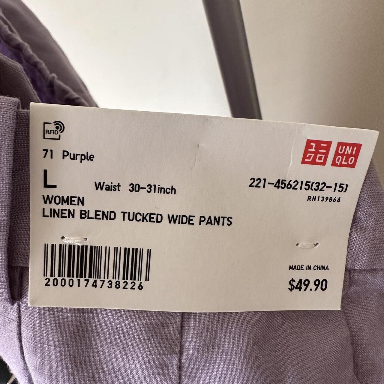 Uniqlo linen blend pastel purple tucked wide... - Depop